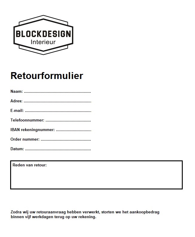 Retourneren - Blockdesign
